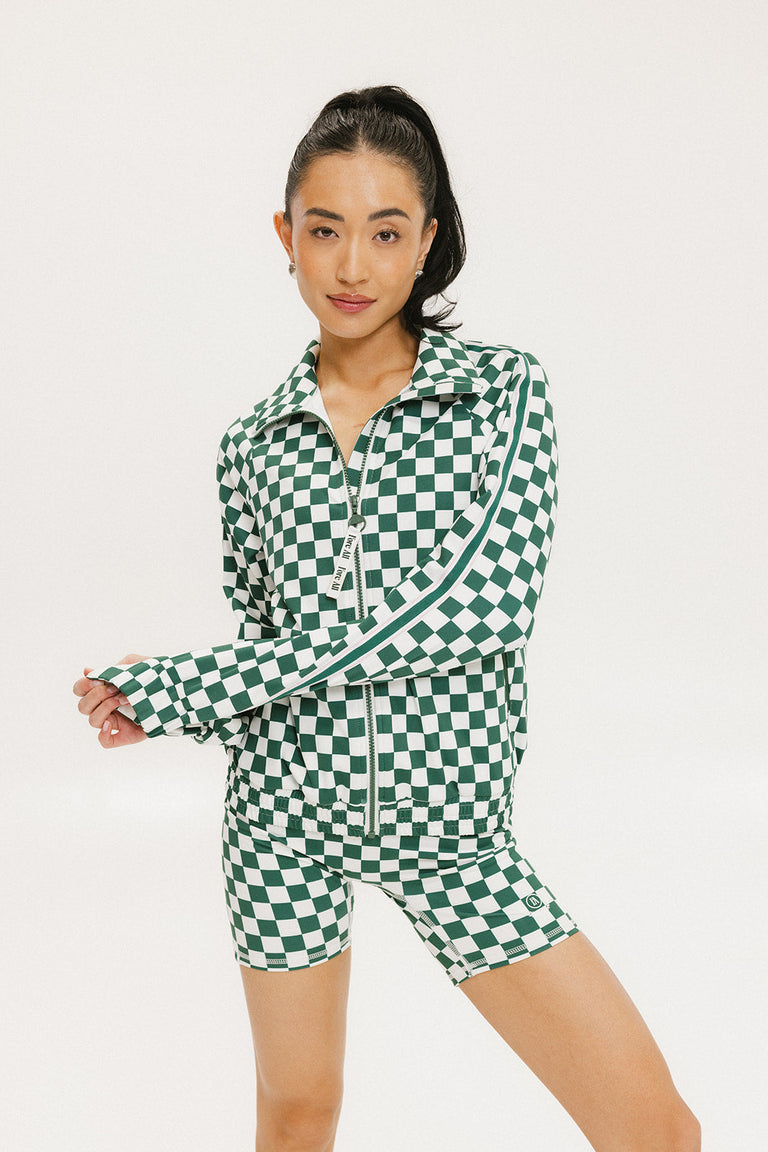 Lyla Jacket - Green/White Checkered – foreall.com