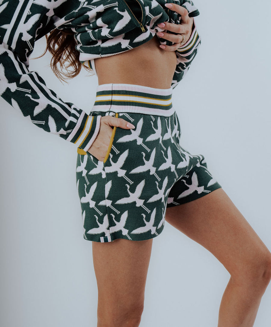 Flora Shorts - Green Flamingo – foreall.com