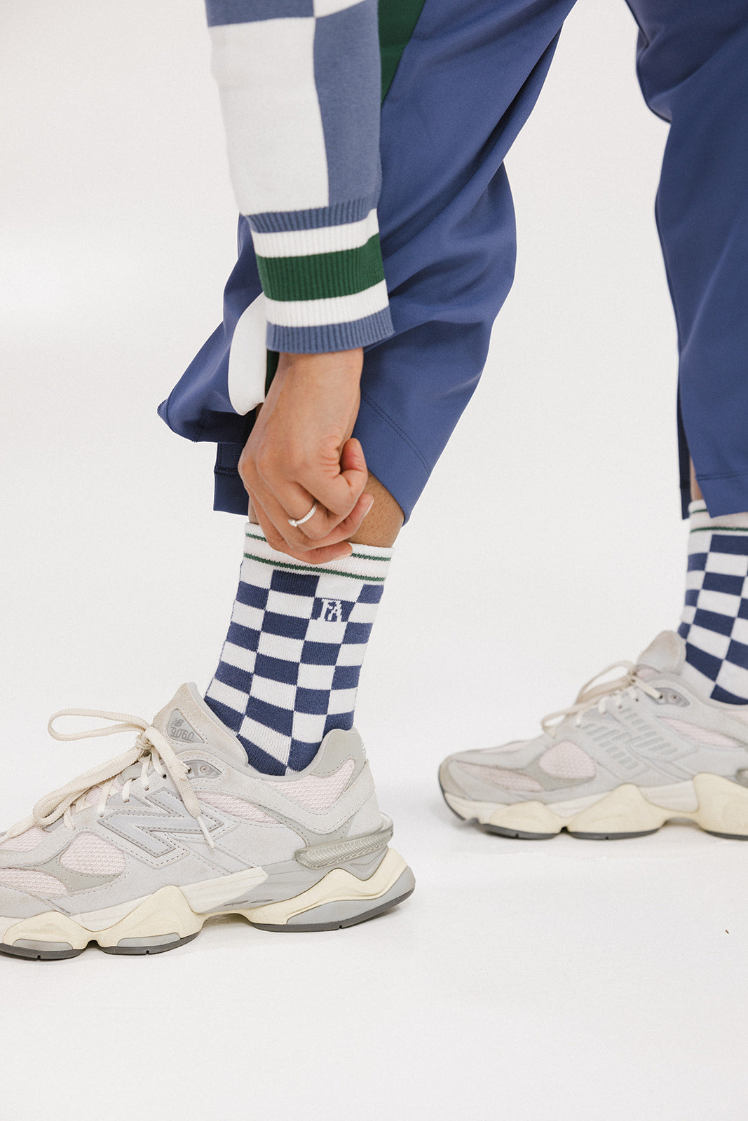 Charlie Crew Sock - Indigo/White Checkered – foreall.com
