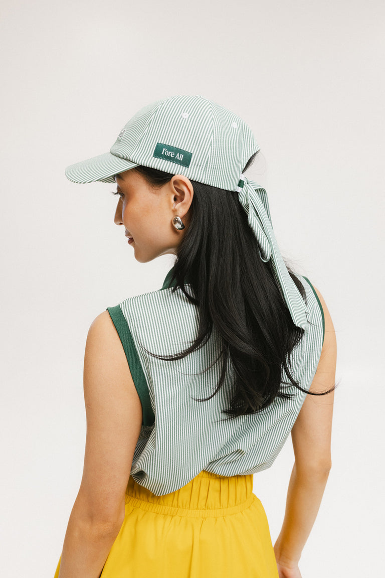 Bessie Hat - Green Seersucker – foreall.com