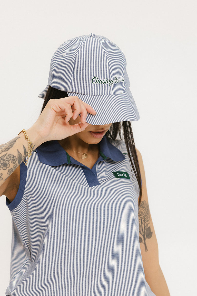 Bessie Hat - Indigo Seersucker – foreall.com